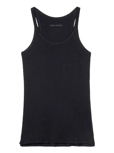 Zadig&Voltaire Alba Ribbed Tank Top - Black