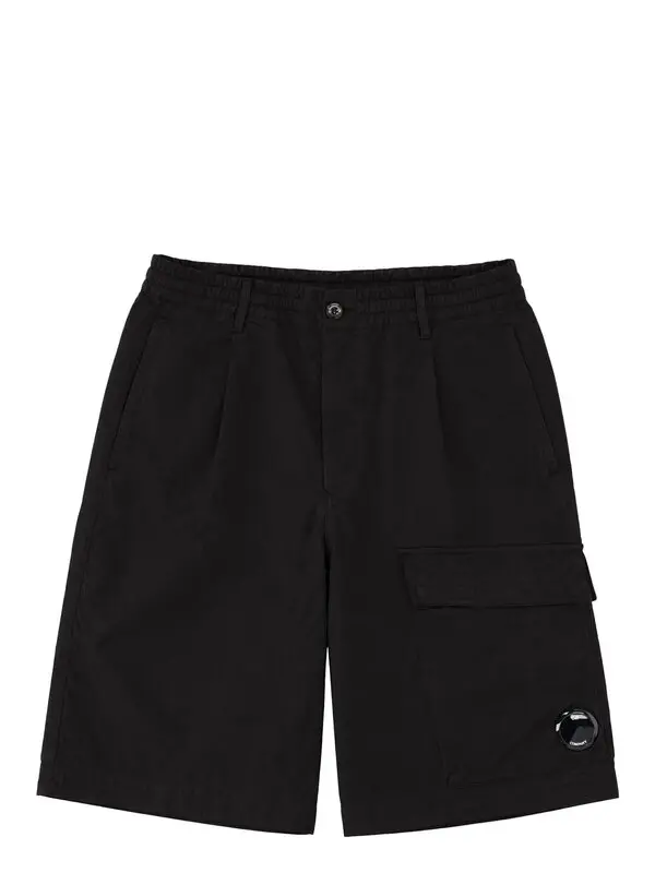 C.P. COMPANY Cargo Shorts With Logo Patch - Black