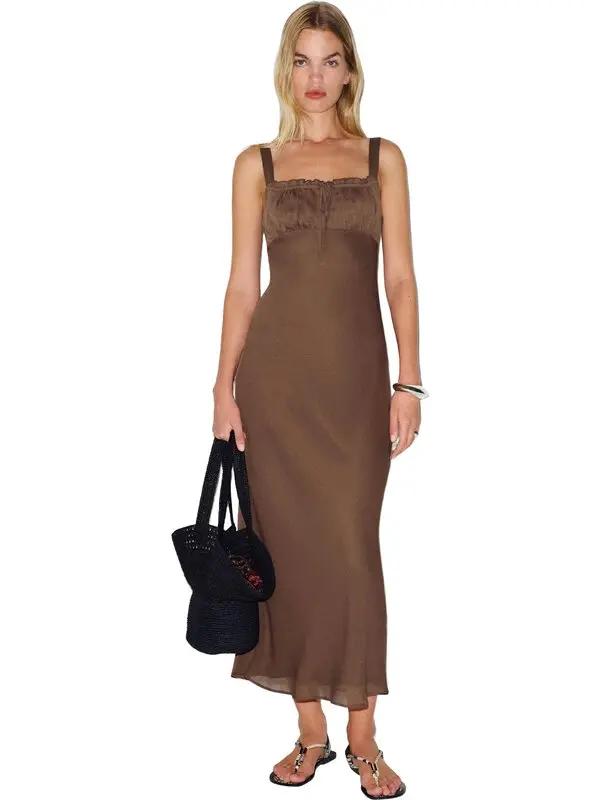 REFORMATION Liliosa Midi Dress - Brown