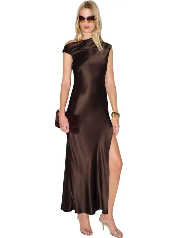 REFORMATION Razele Silk Maxi Dress - Brown