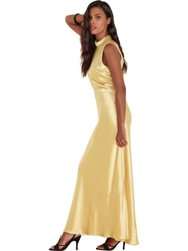 REFORMATION Yian Silk Maxi Dress - Yellow