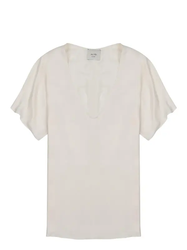 ALYSI Twill Silk Blouse - Ivory