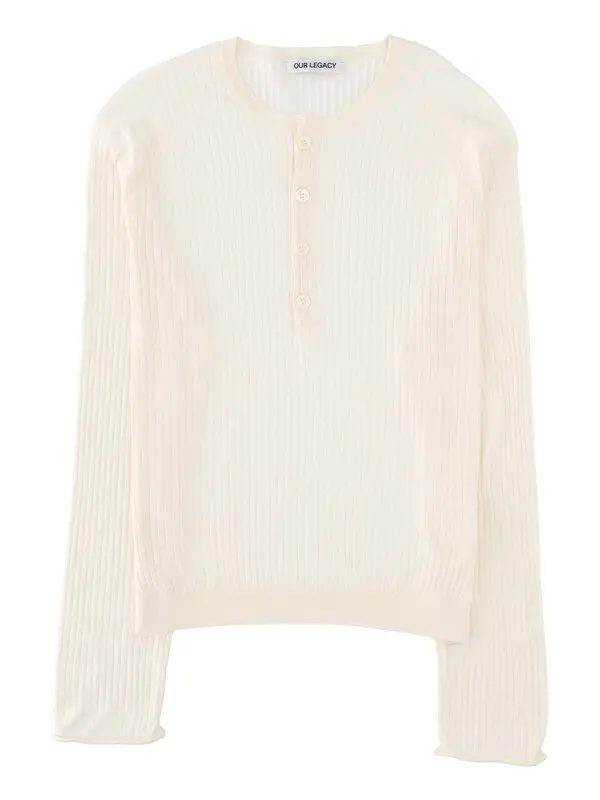 Our Legacy T-shirt "fine Henley - Ivory