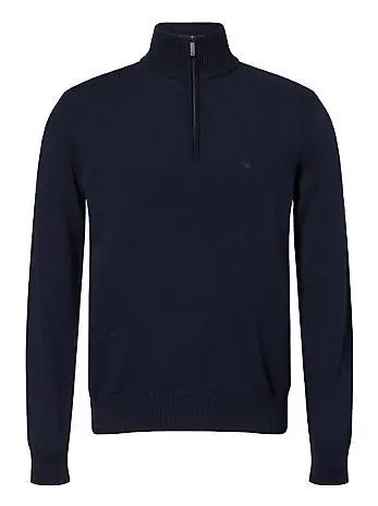Emporio Armani Funnel-neck Cotton Jumper - Dark Navy