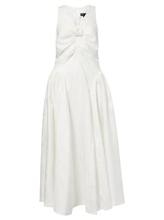 SISTER JANE Lily Rosette Woven Midi Dress - White