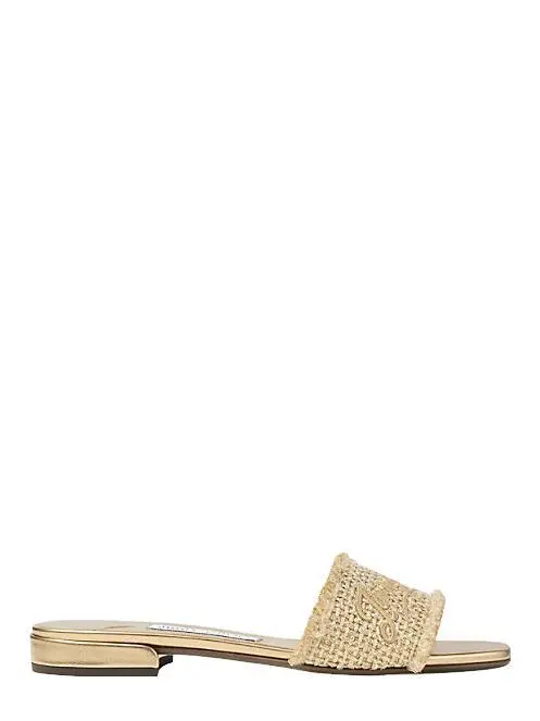 JIMMY CHOO Joa Frayed Woven Sandals - Gold/dark Cappuccino