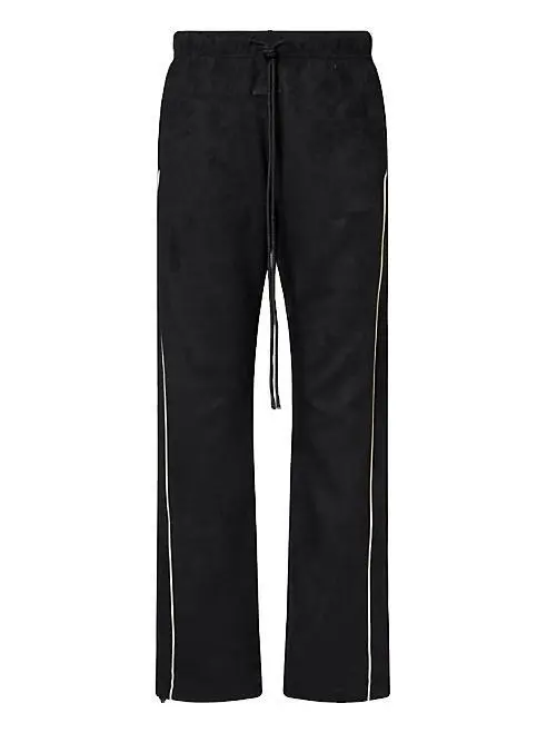 Fear Of God Signature Piped-hem Faux-suede Track Pants - Vintage Black