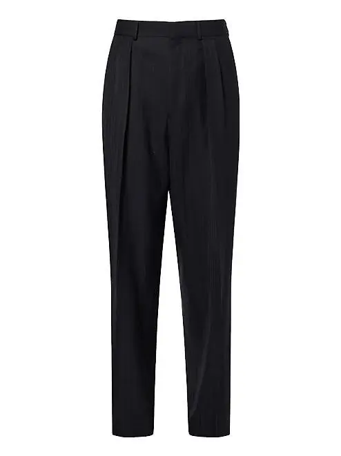 TOM FORD Pleated Wide-leg Wool Trousers - Black
