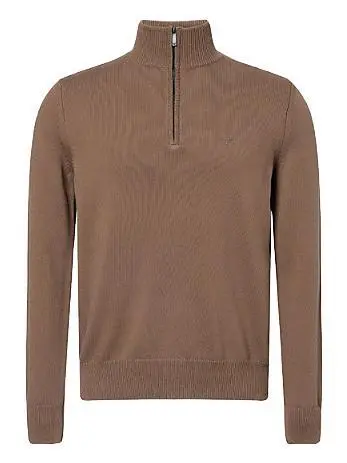 Emporio Armani Funnel-neck Cotton Jumper With Embroidered Logo - Morel