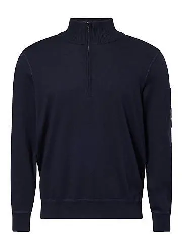 C.P. COMPANY Sea Island Logo Cotton Jumper - Total Eclipse