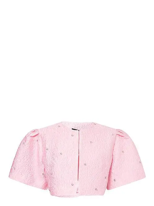 SISTER JANE Jewel-embellished Satin Jacket - Pink