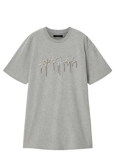 ALLSAINTS Chains Logo-embellished T-shirt Dress - Grey Melange