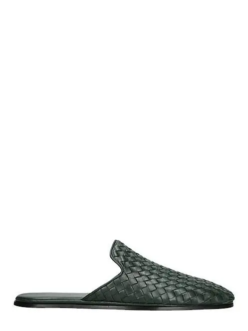 Bottega Veneta Intrecciato Leather Slippers - Green