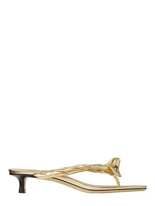 JIMMY CHOO Liss 35 Leather Heeled Sandals - Gold/gold