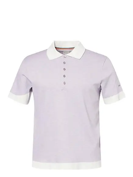 Paul Smith Embroidered-logo Contrasting-trim Knit Polo Shirt - Purple