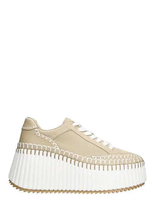 Chloé Runner Platform Woven Trainers - Beige