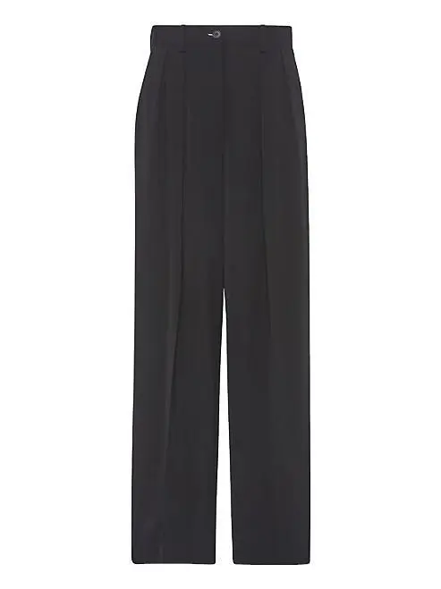 THE ROW Igor Pleat Straight-leg Woven Trousers - Black