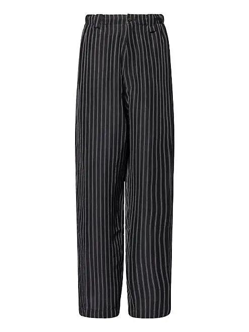 WILLY CHAVARRIA Toluca Wide-leg Linen-blend Trousers - Black/white Stripe