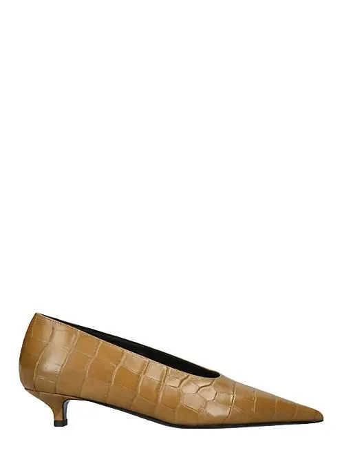 TOTEME Leather Kitten Heel Pumps - Tan