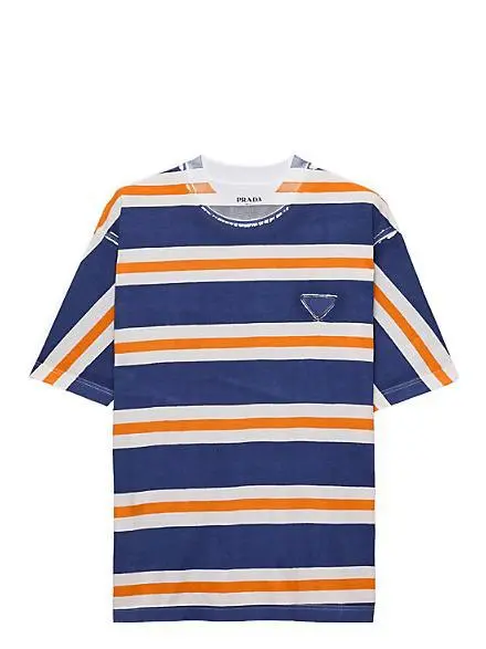Prada Printed Cotton-jersey T-shirt - Blue