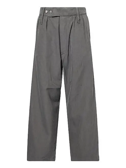 A.PRESSE Wide-leg Pleated Cotton-and-silk Trousers - Gray