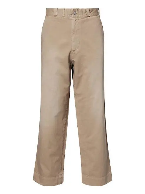 A.PRESSE Work Wide-leg Cotton-twill Trousers - Beige
