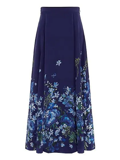 PHASE EIGHT Floral-print Woven Midi Skirt - Navy