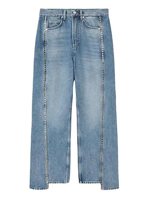 ALLSAINTS Frankie Stud Wide-leg Jeans - Vintage Indigo