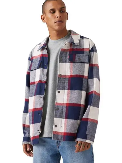 LEVI'S Cotton Plaid Shacket - Driftwood Plaid Bison