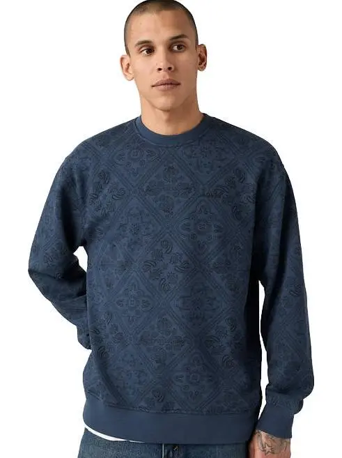 LEVI'S Seasonal Crewneck Sweatshirt - Charlie Bandana Zodiac Blue Brushed Fleece