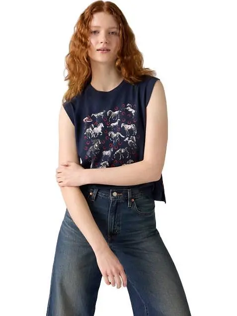 LEVI'S Graphic Boxy Tank Top - Navy Blazer