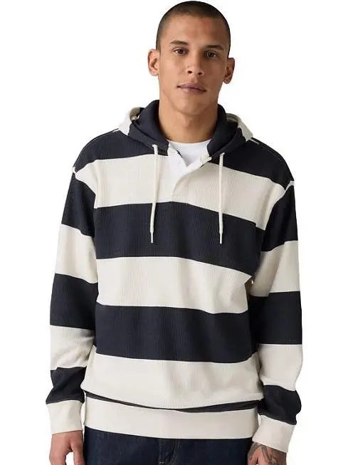 LEVI'S Thermal Rugby Hoodie Sweatshirt - Varsity Navy Blazer