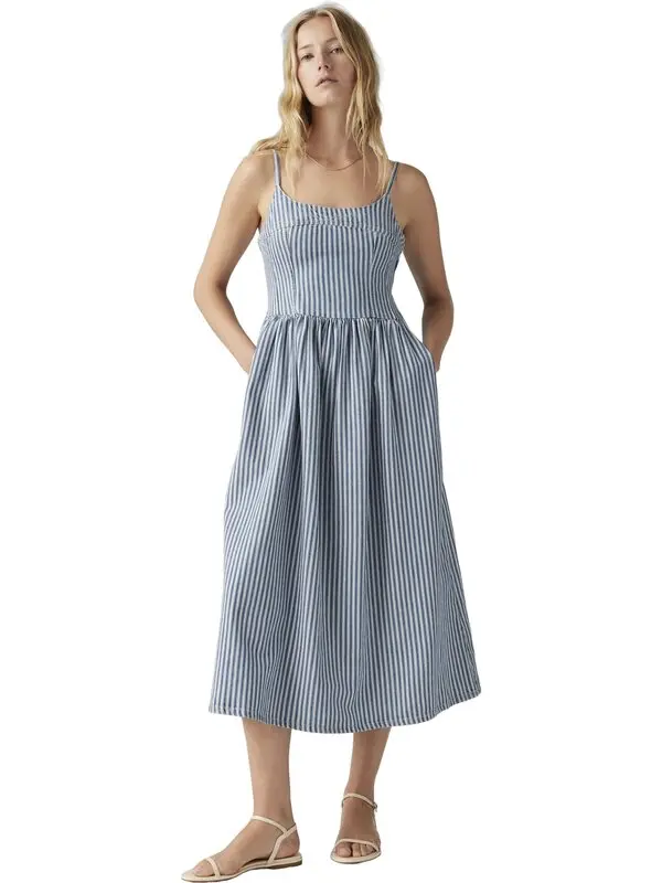 LEVI'S Alessie Bustier Midi Dress - Mischa Stripe Denim