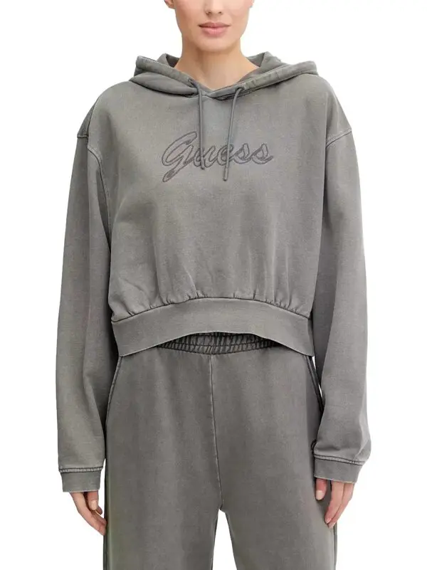 Guess Logo-embroidered Hoodie - Grey