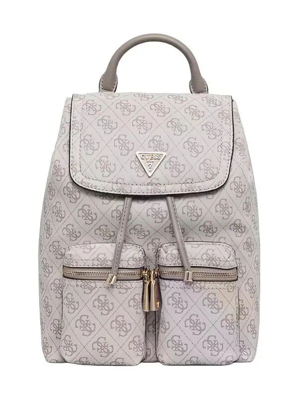 Guess Manhattan Monogram Flap Backpack - Neutrals