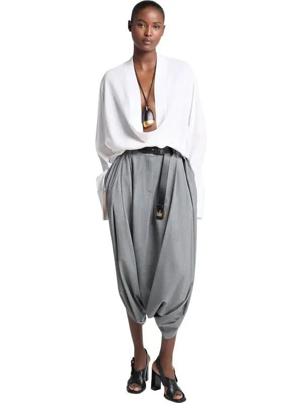 Michael Kors Silk Georgette Cowl-neck Blouse - White