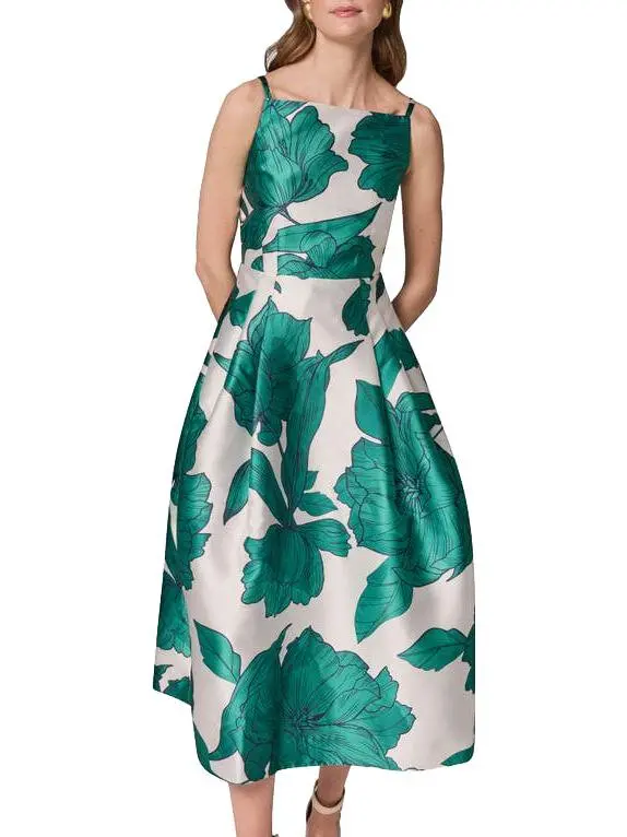Donna Karan New York Floral Mikado Fit & Flare Gown - Lawn