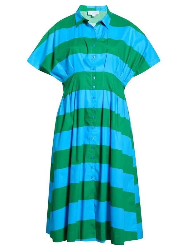 SUGARLIPS Wilderra Stripe Shirt Dress - Blue-green-stripe