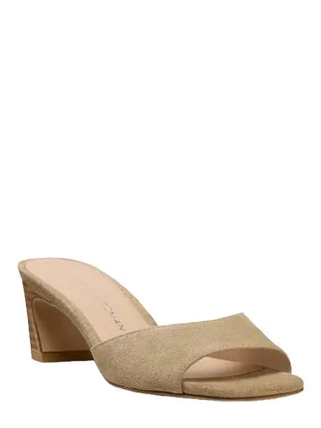 STUART WEITZMAN Stassi Leather Slide Sandal - Golden Olive/new Camel