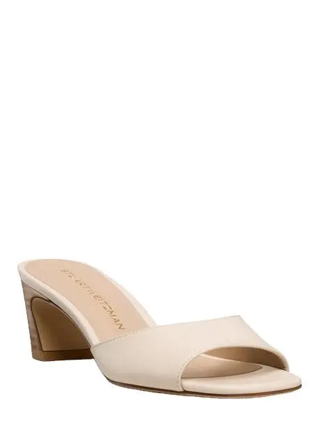 STUART WEITZMAN Stassi Leather Slide Sandal - Linen/new Camel
