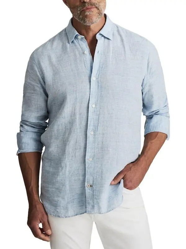 34 Heritage Linen Button-up Shirt - Blue