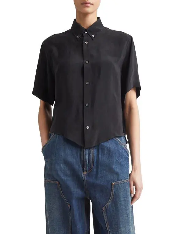 MAISON MARGIELA Short Sleeve Cupro Button-down Shirt - Black