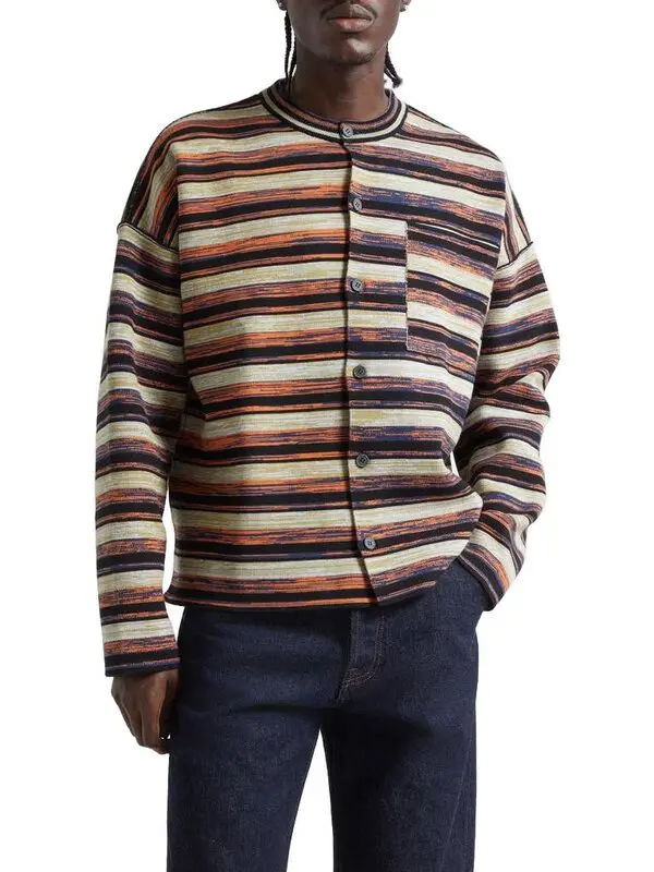 WASTE YARN PROJECT Matt Space Dyed Stripe Shirt Jacket - Multi