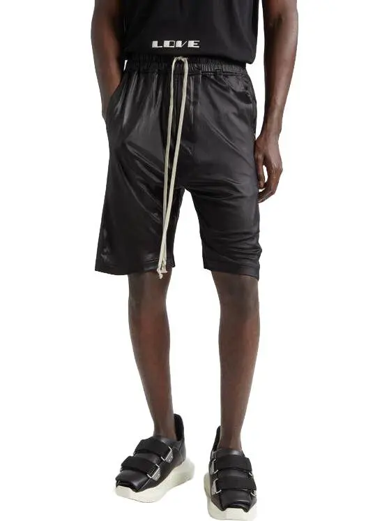 Rick Owens Wide Pusher Liquid Jersey Shorts - Black