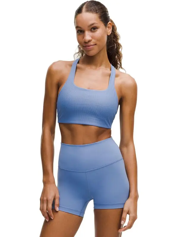 Lululemon All-time Hero Ribbed Sports Bra - Prep Blue