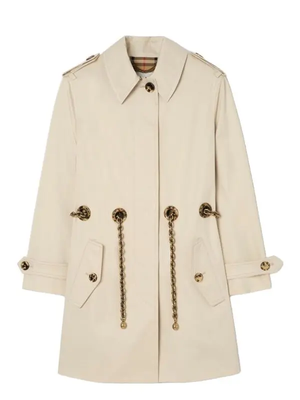 Burberry Short Gabardine Stonehaven Car Coat - Clam Beige