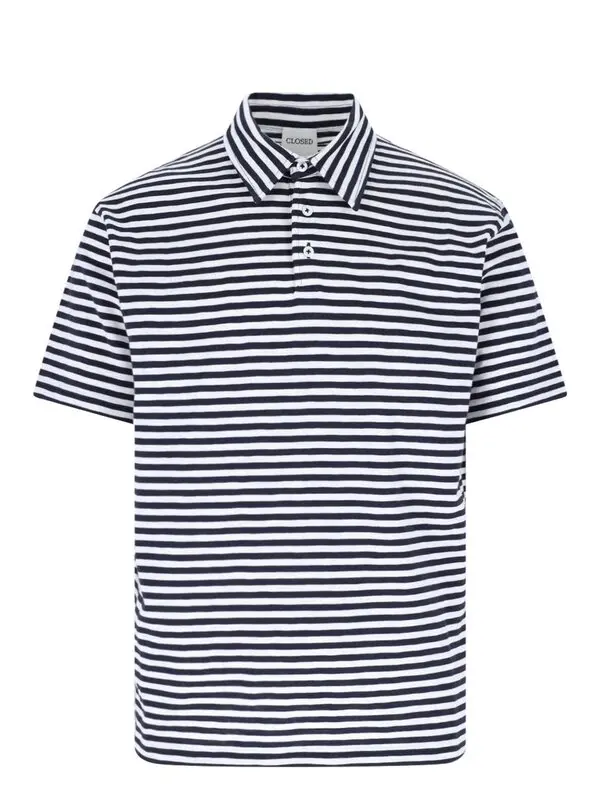 Closed Striped Polo - Blue