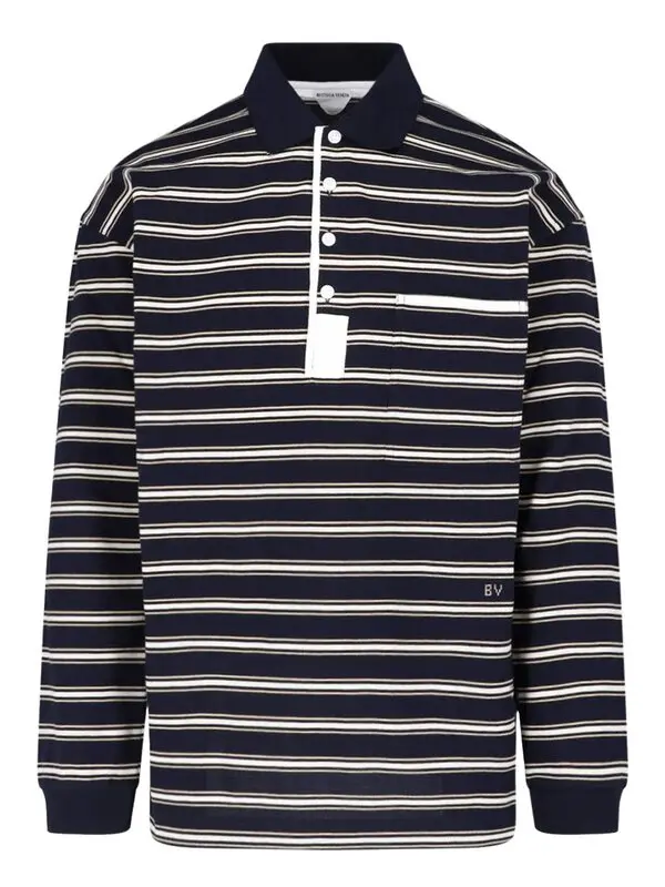 Bottega Veneta Striped Polo - Blue