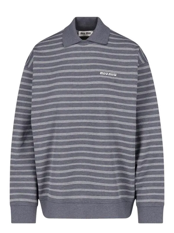 Bottega Veneta Striped Polo - Gray