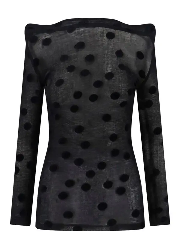 Junya Watanabe Polka Dot Jersey Top - Black